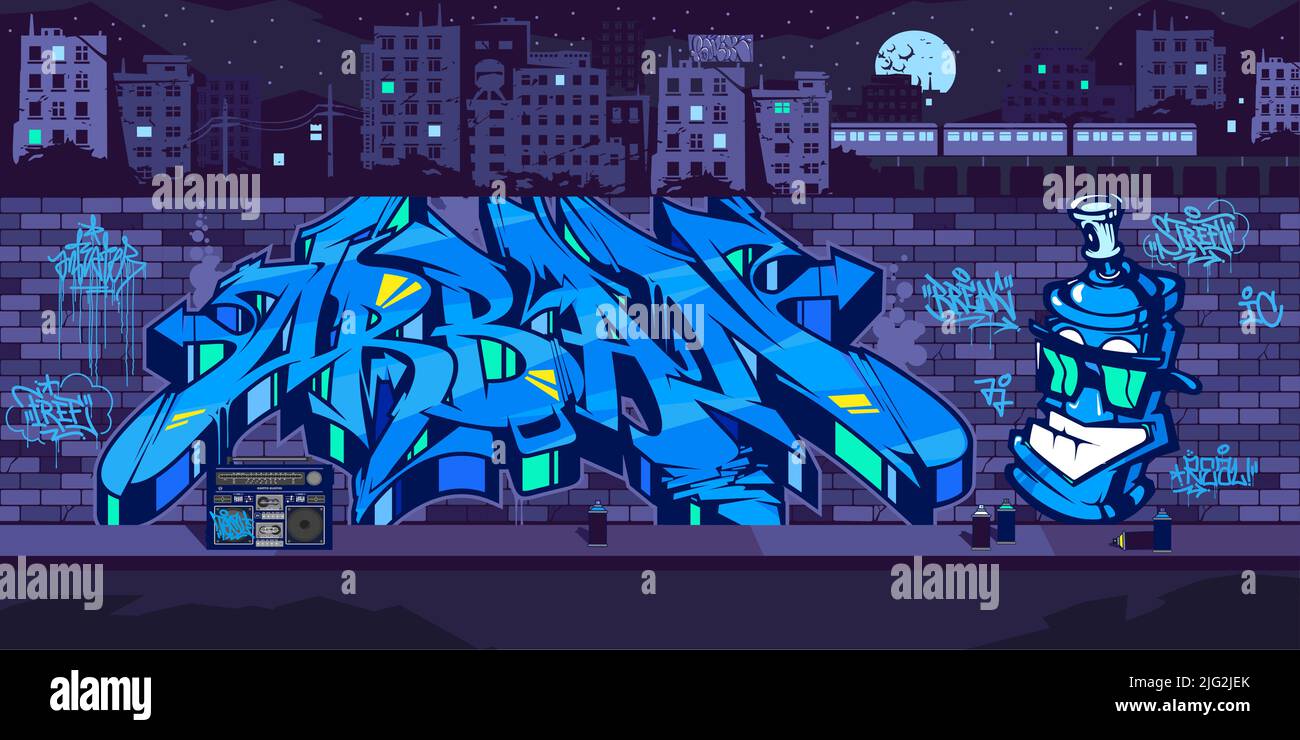 Urban Graffiti Wall With Street Artist Painting Graffiti Drawings At ...