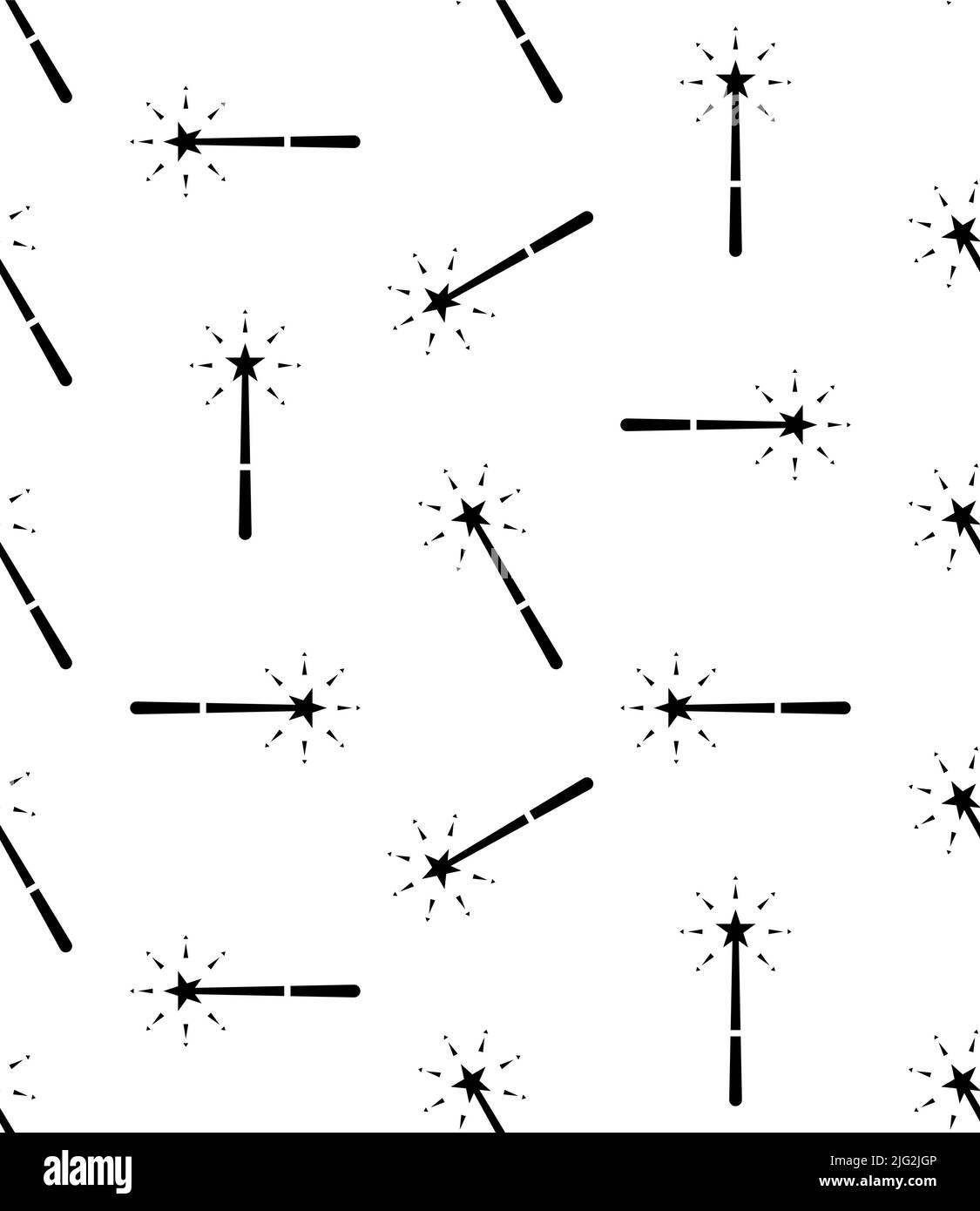 Magic Wand Icon Seamless Pattern, Stick, Rod With Supernatural Magical ...