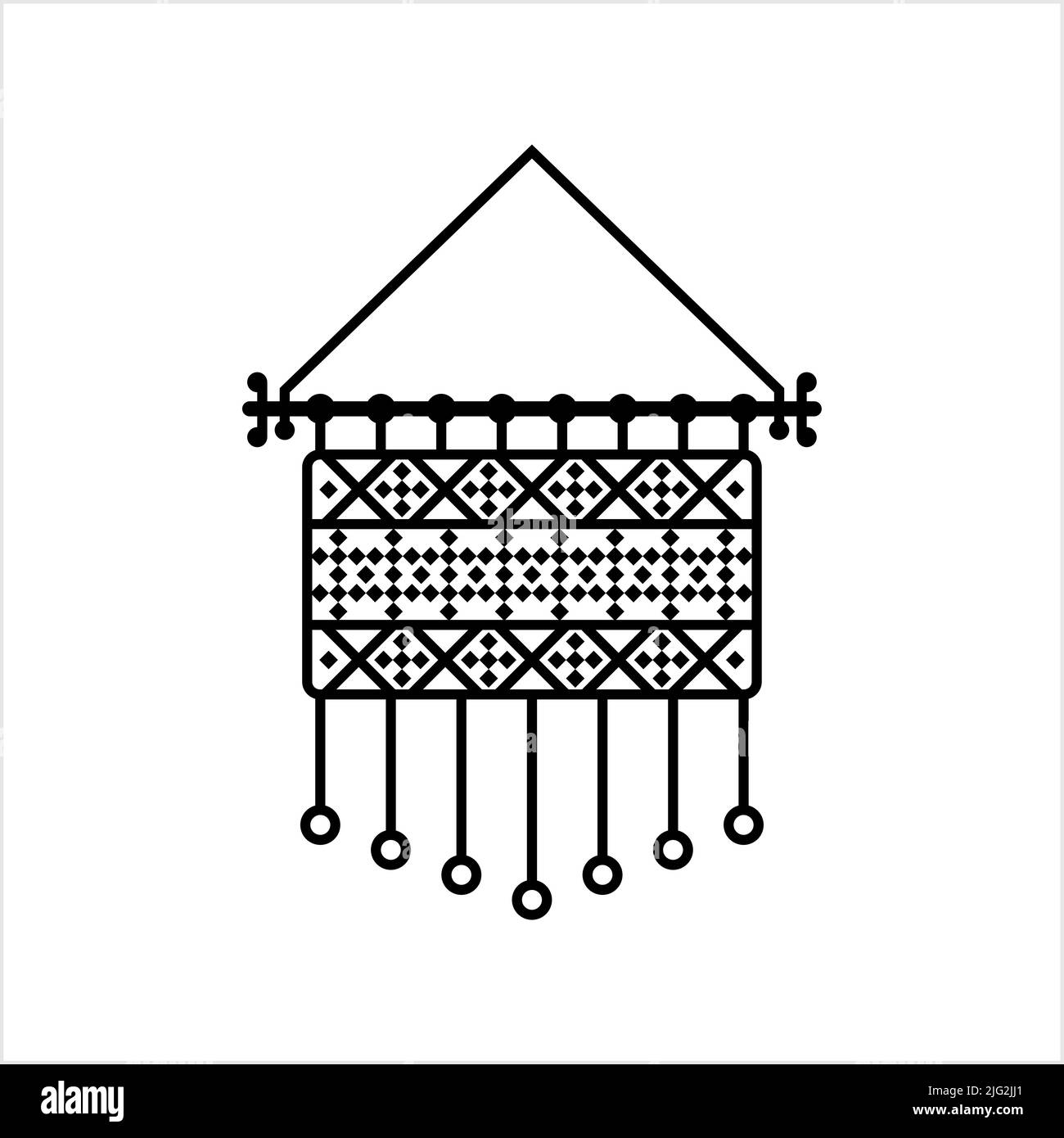 Macrame Icon, Knotted Decorative Form Of Textile Vector Art ...