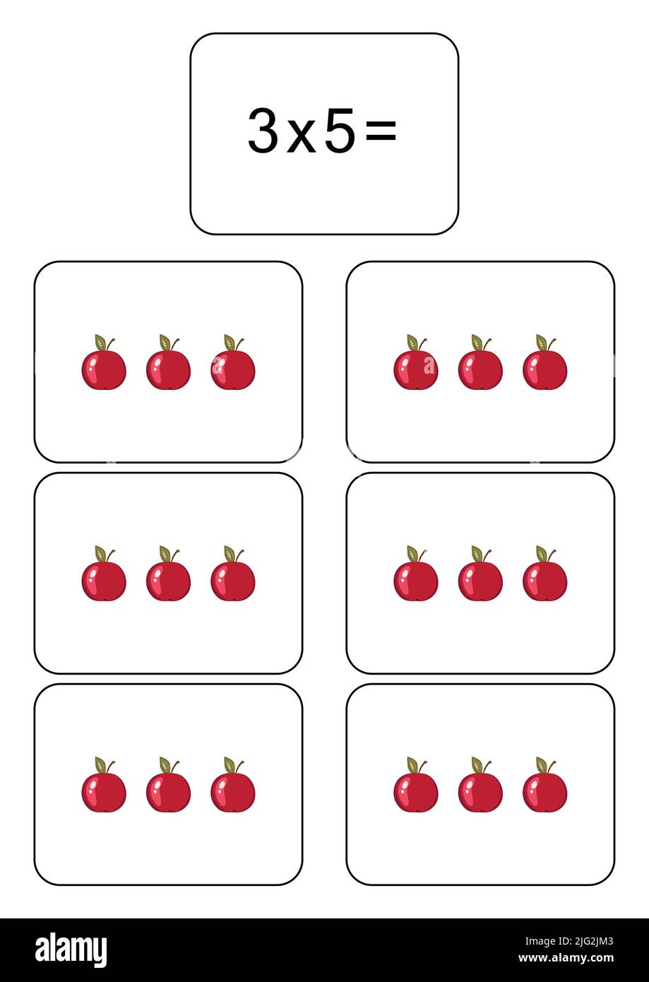 Multiplication table of 3. Maths card with an example, drawing ...