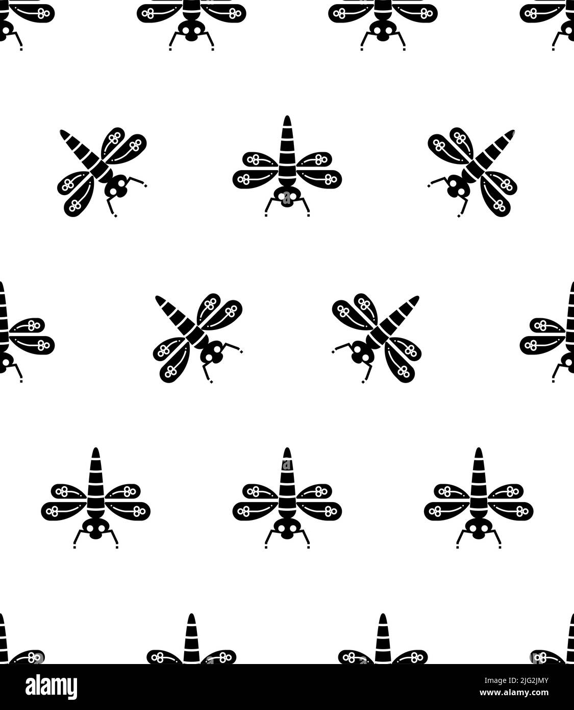 Dragonfly Icon Seamless Pattern, Insect Icon, Sharp Mandibles Predator ...