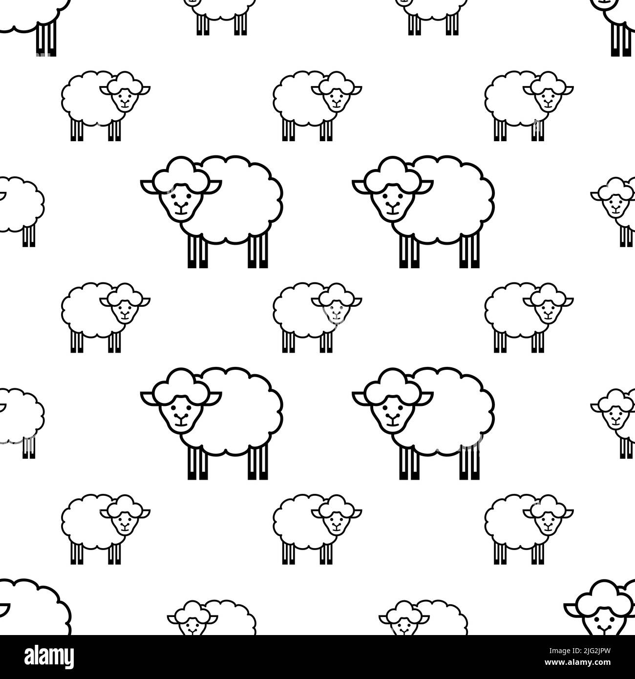 Sheep Icon Seamless Pattern, Animal Icon, Ovis Aries, Ruminant Mammal ...