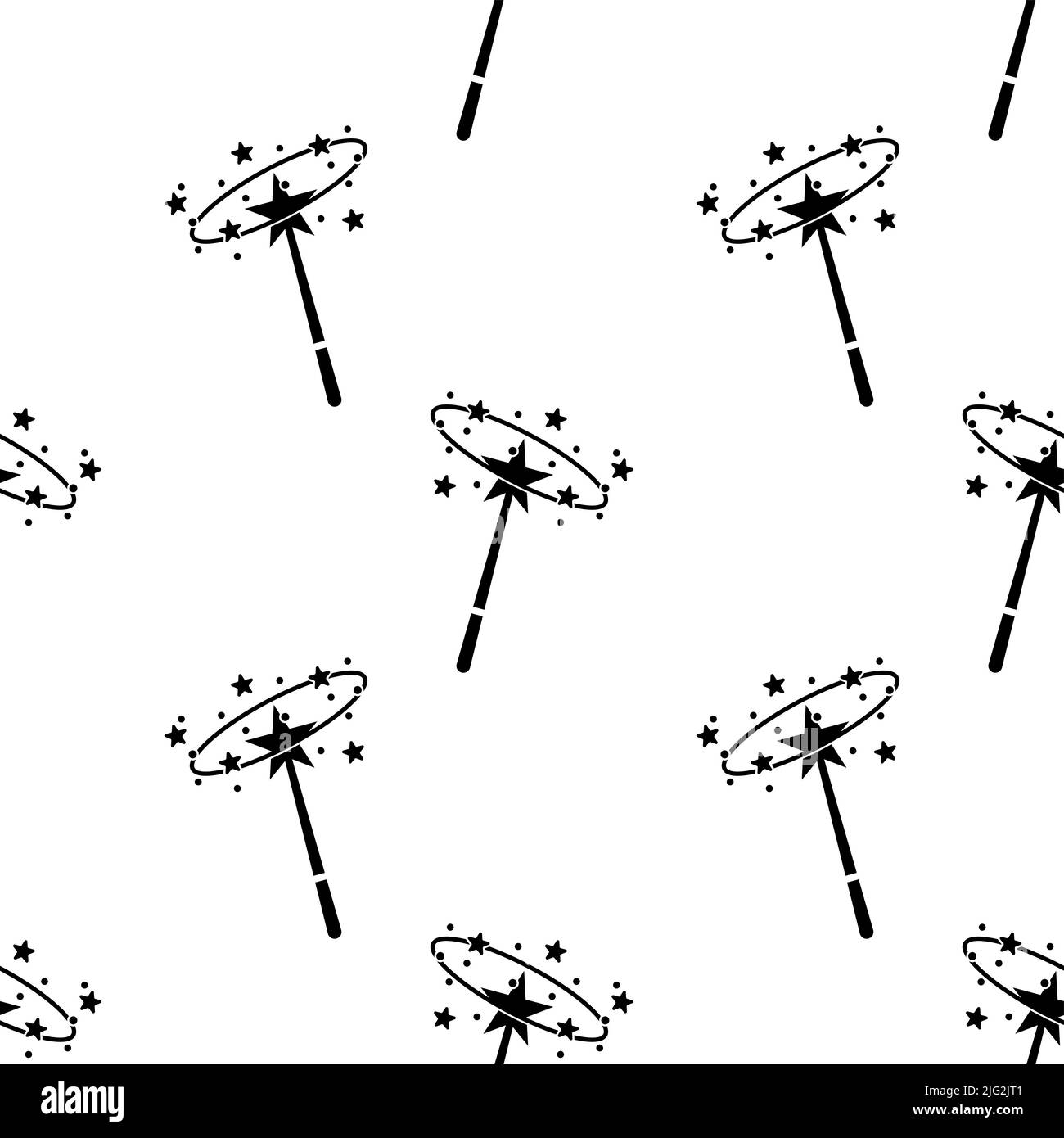 Magic Wand Icon Seamless Pattern, Stick, Rod With Supernatural Magical ...