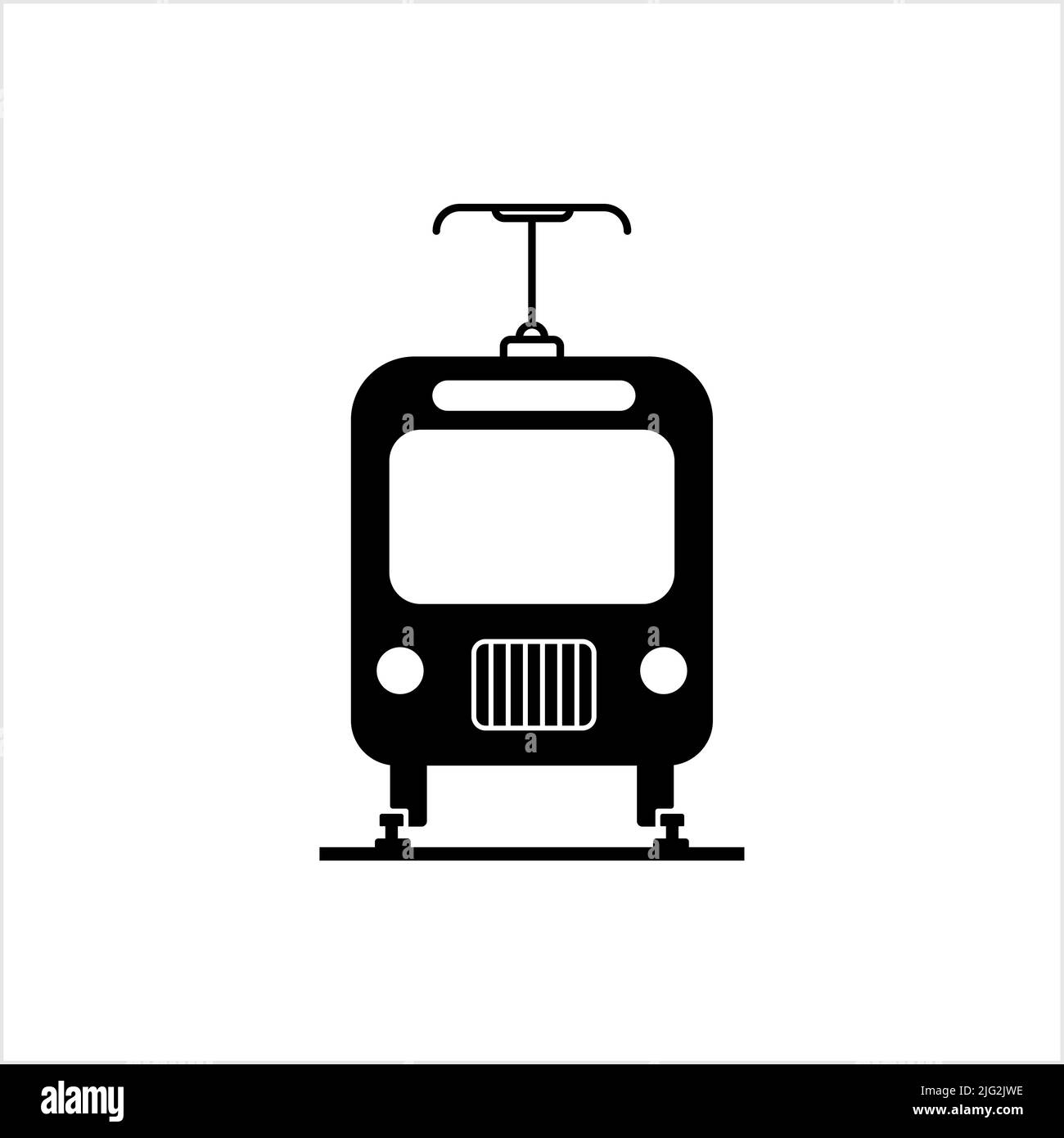 Tram Car Icon, Rail Vehicle Streetcar, Electric Trolley Passenger Car ...