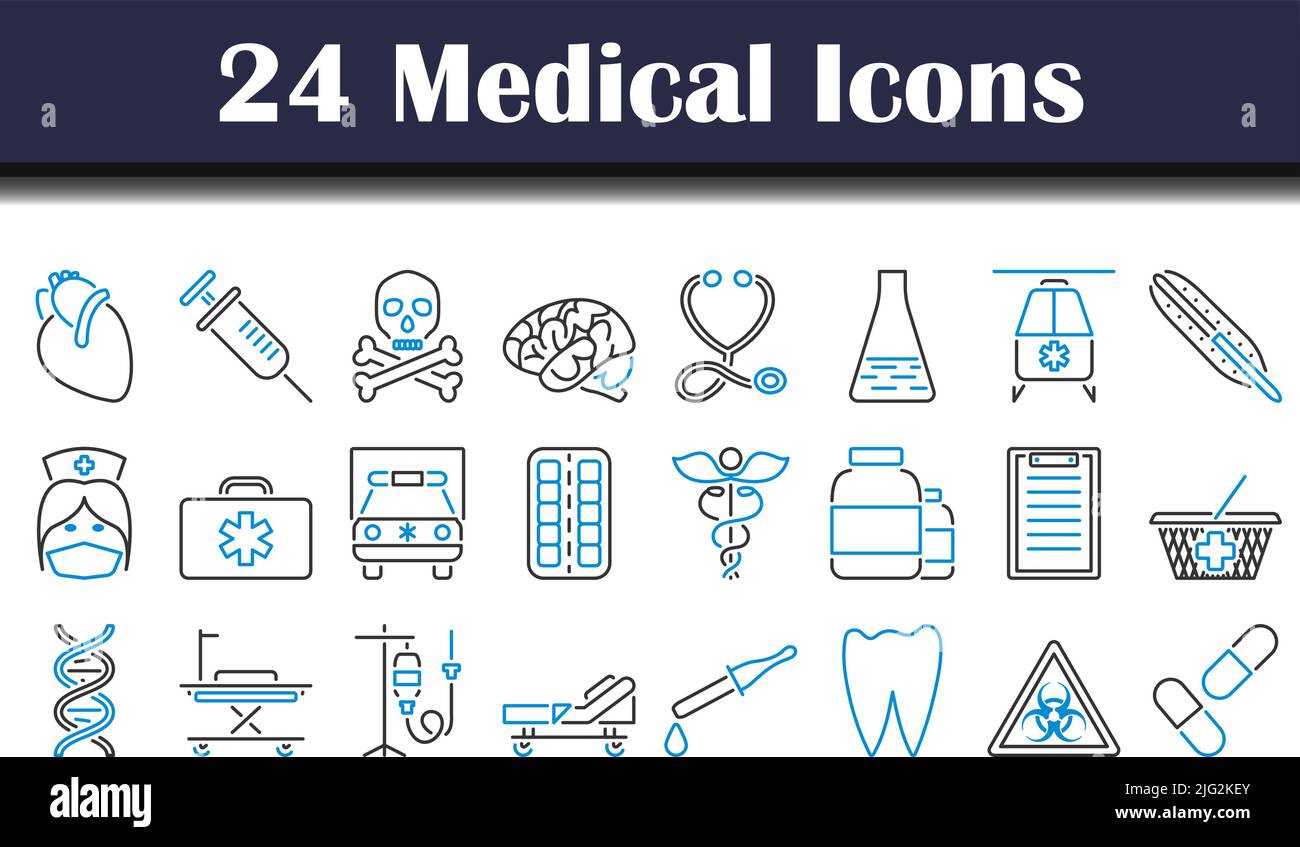 Medical Icon Set. Editable Bold Outline With Color Fill Design. Vector ...