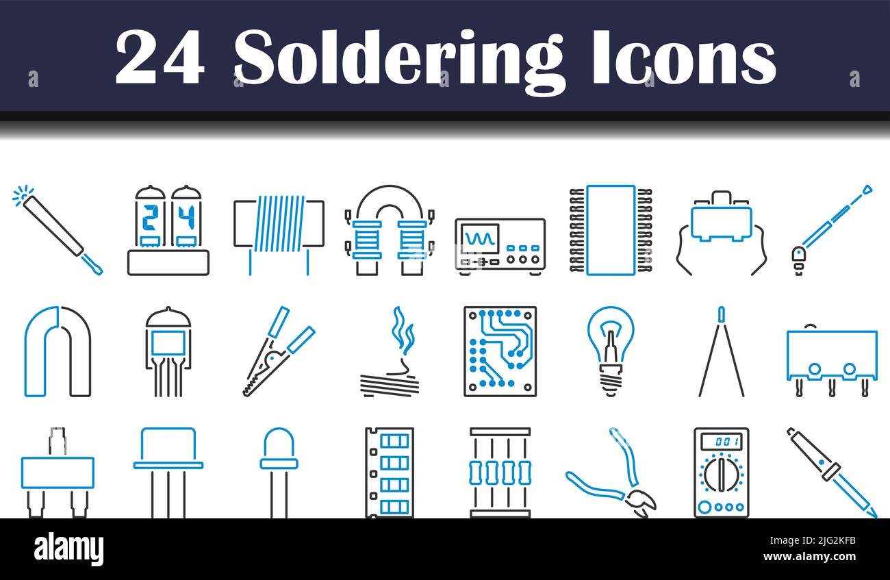 Soldering Icon Set. Editable Bold Outline With Color Fill Design ...