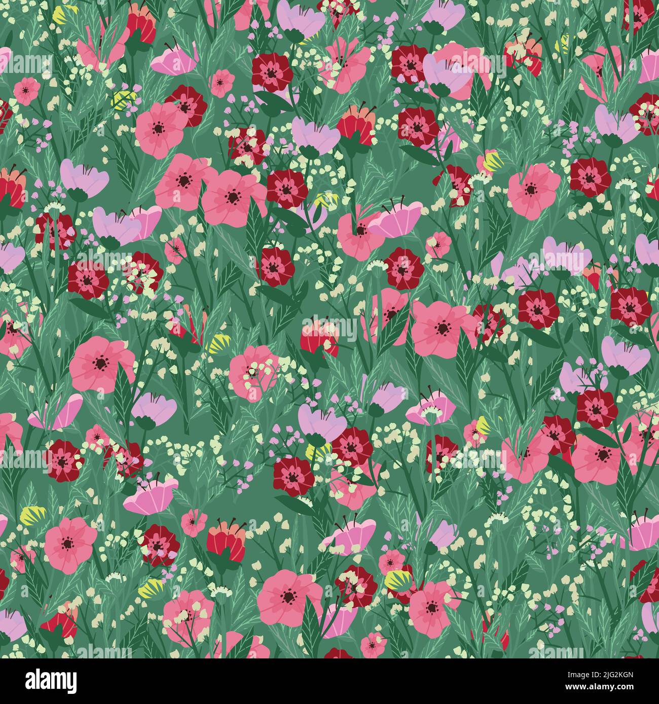 Seamless pattern with spring bright flowers. Vector illustration Stock ...