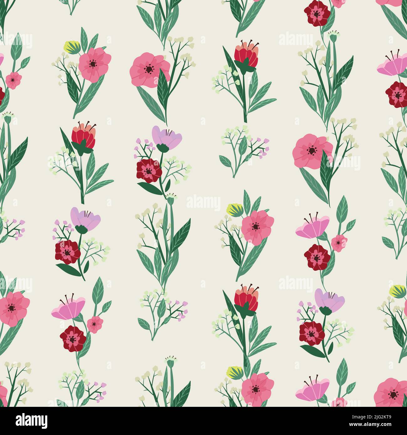Seamless pattern with spring bright flowers. Vector illustration Stock ...