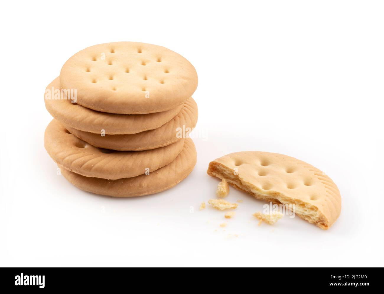 Biscuit and broken biscuit placed on white background Stock Photo - Alamy