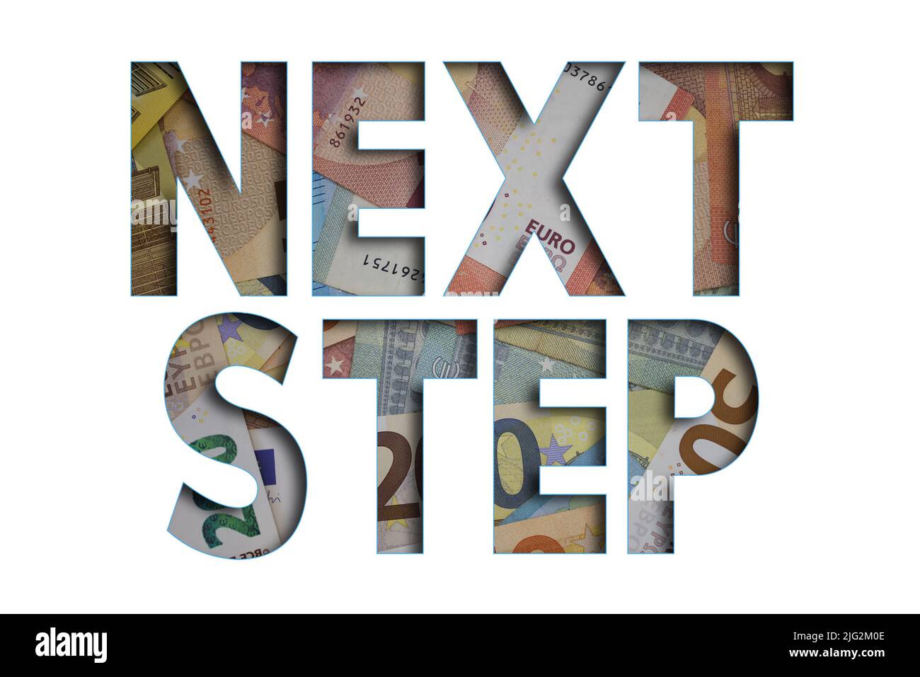 Next Step word with money. Paper currency background with different ...