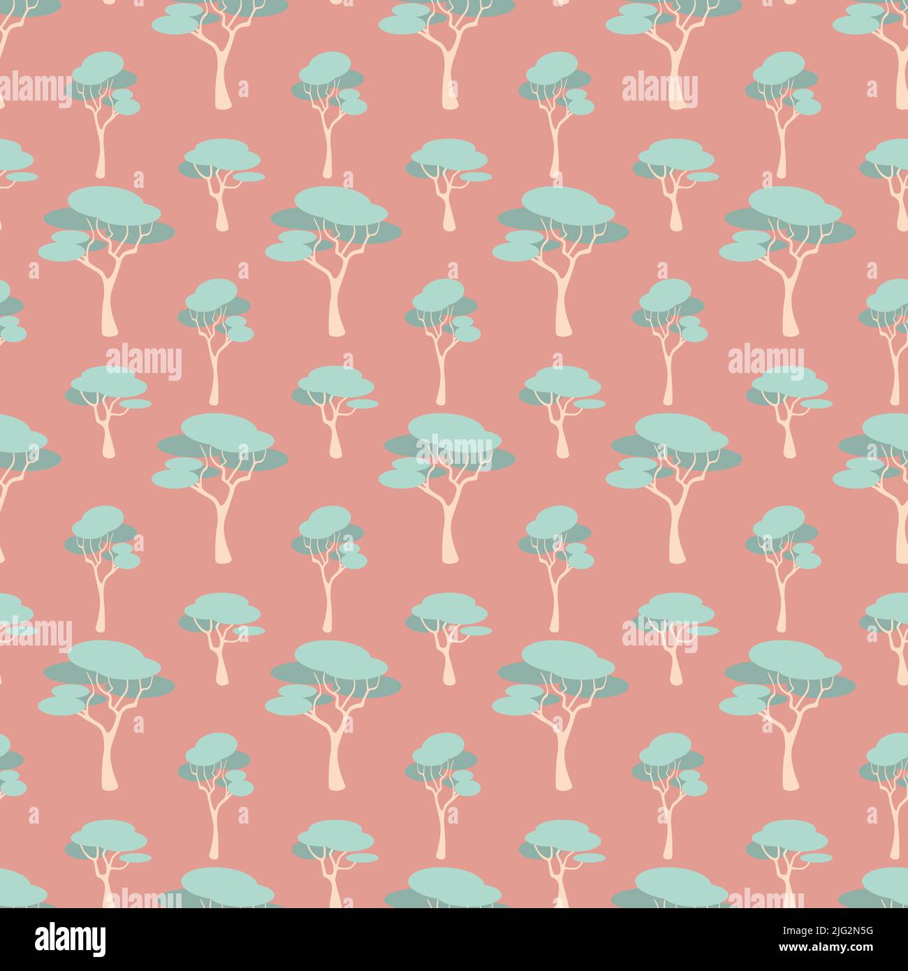 Blue pink pastel color tree seamless pattern cartoon forest for ...