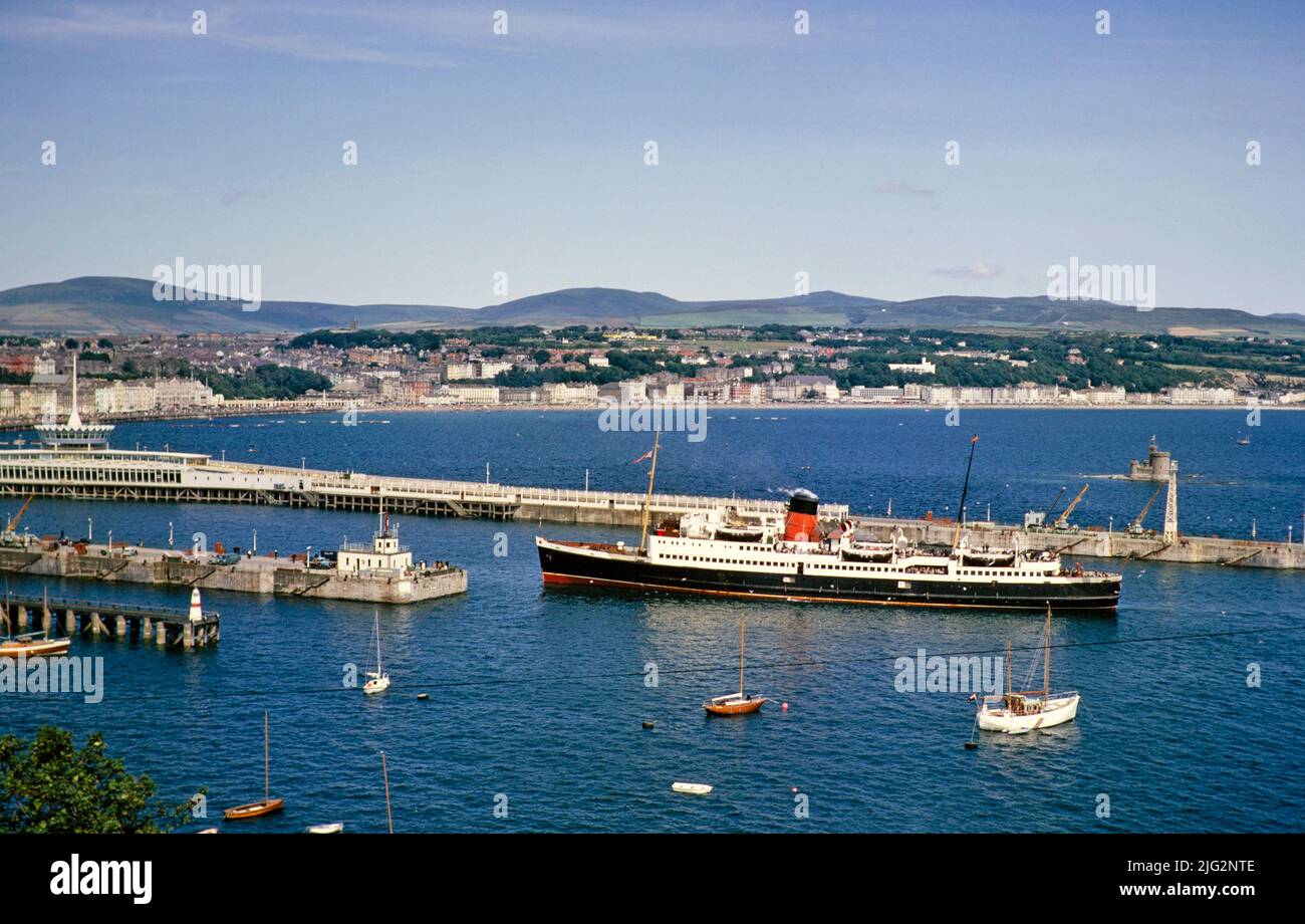 Passenger ferry ship arriving at port and harbour at Douglas, Isle of ...