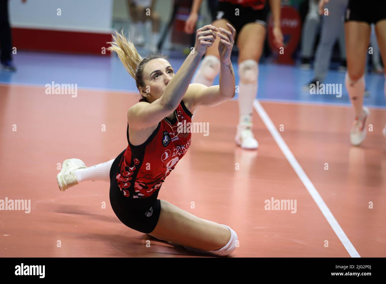 ISTANBUL, TURKEY - JANUARY 13, 2022: Asli Kalac in action during Turk ...