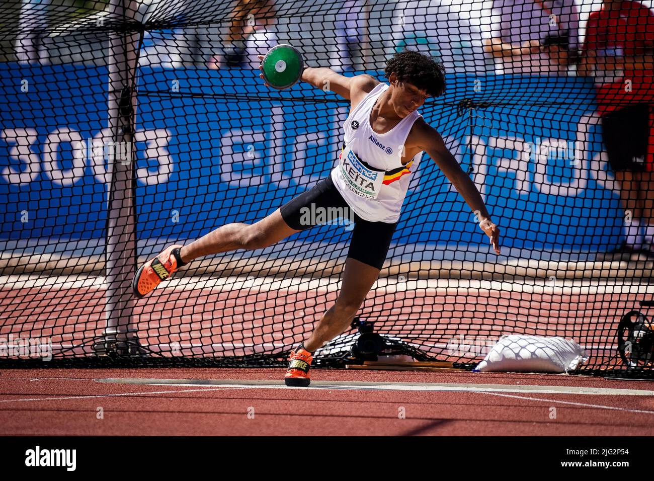 Belgian Dai Keita pictured in action during the men's discus throw ...
