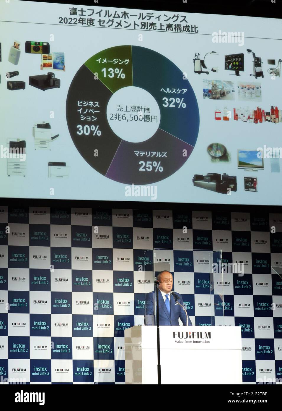 Tokyo, Japan. 7th July, 2022. Japan's Fujifilm president Teiichi Goto ...