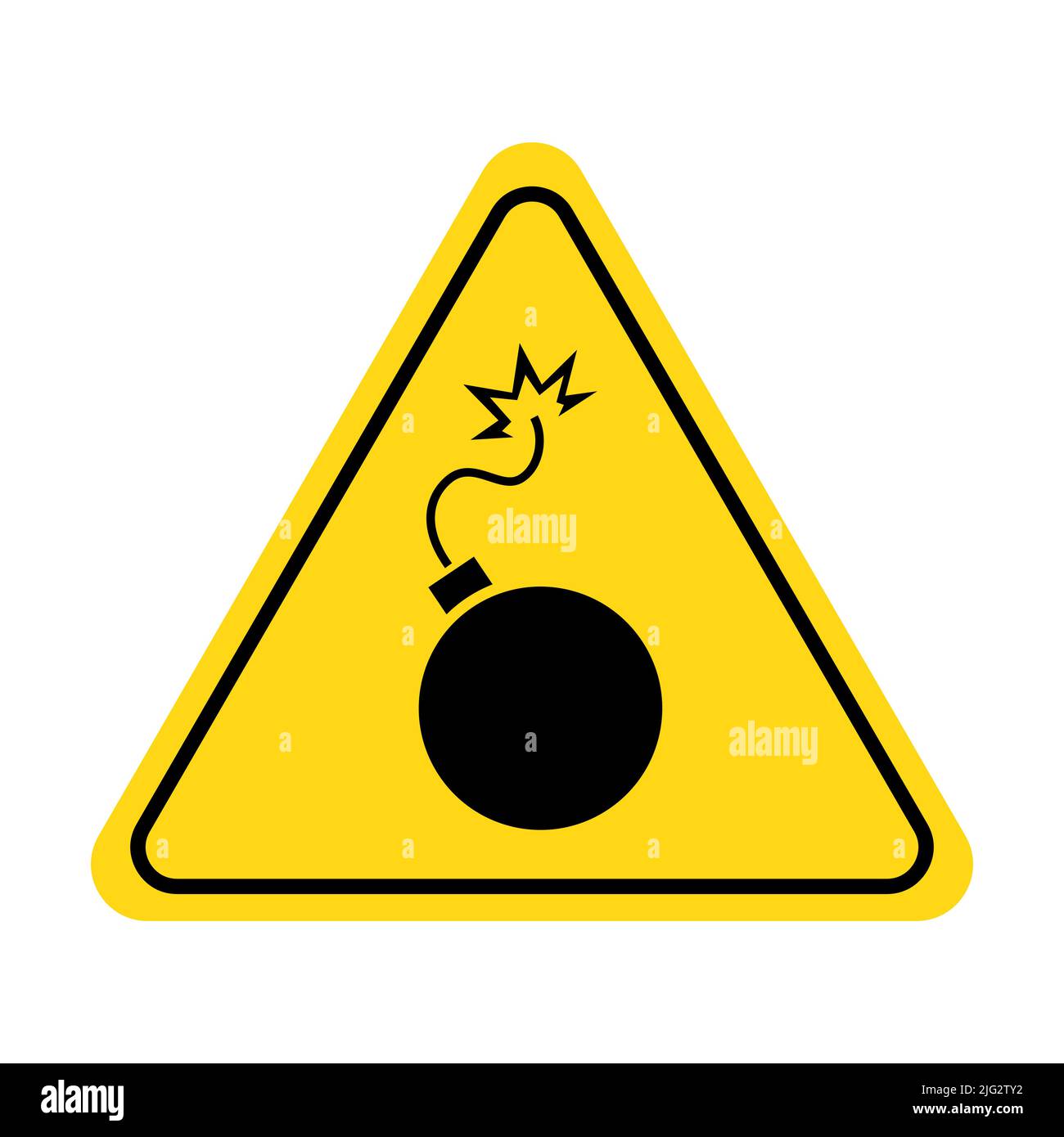 Bomb sign. Danger, warning bomb icon with yellow triangle symbol ...