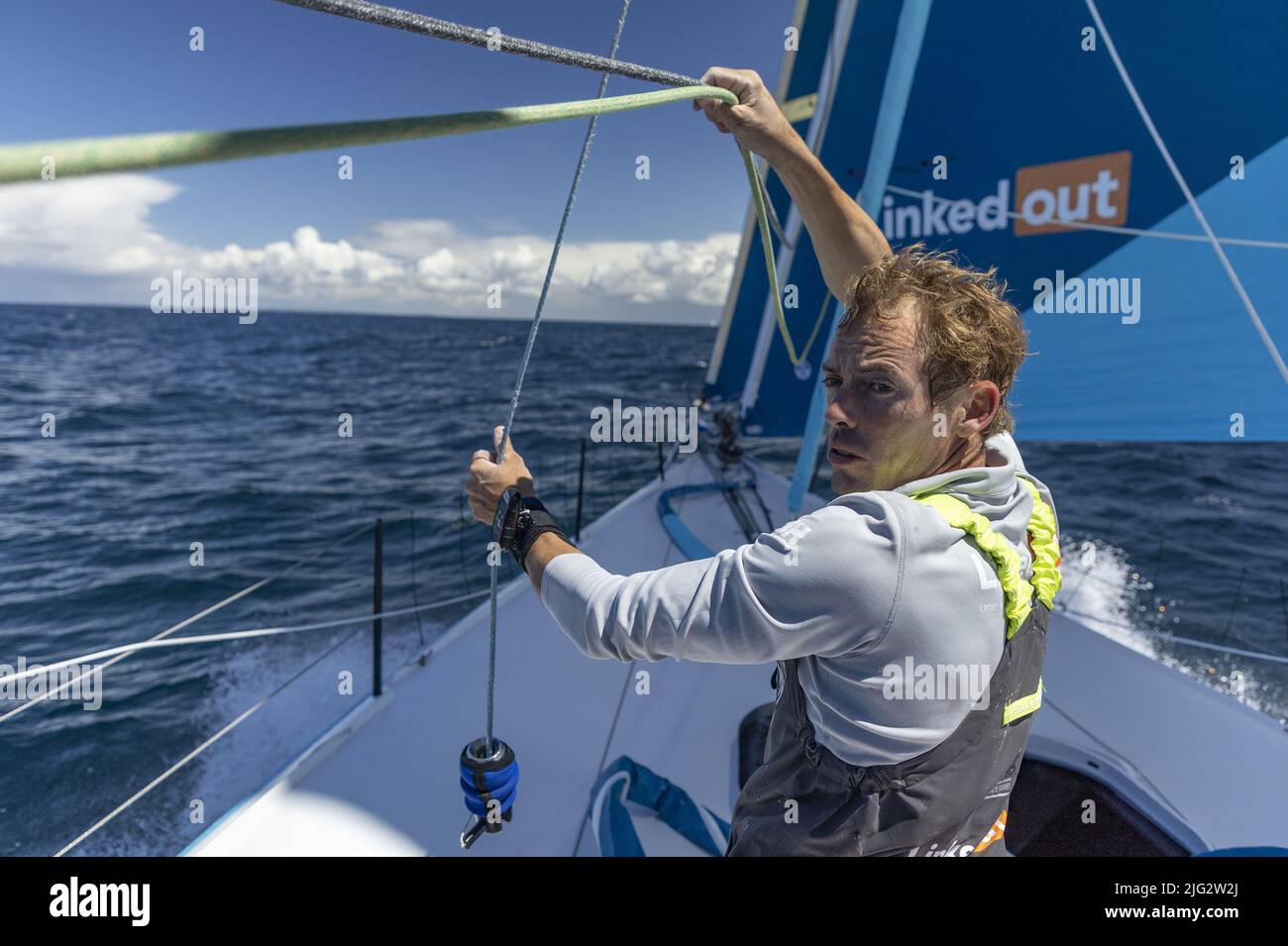 Skipper Thomas Ruyant on Imoca LinkedOut during Training prerior for ...