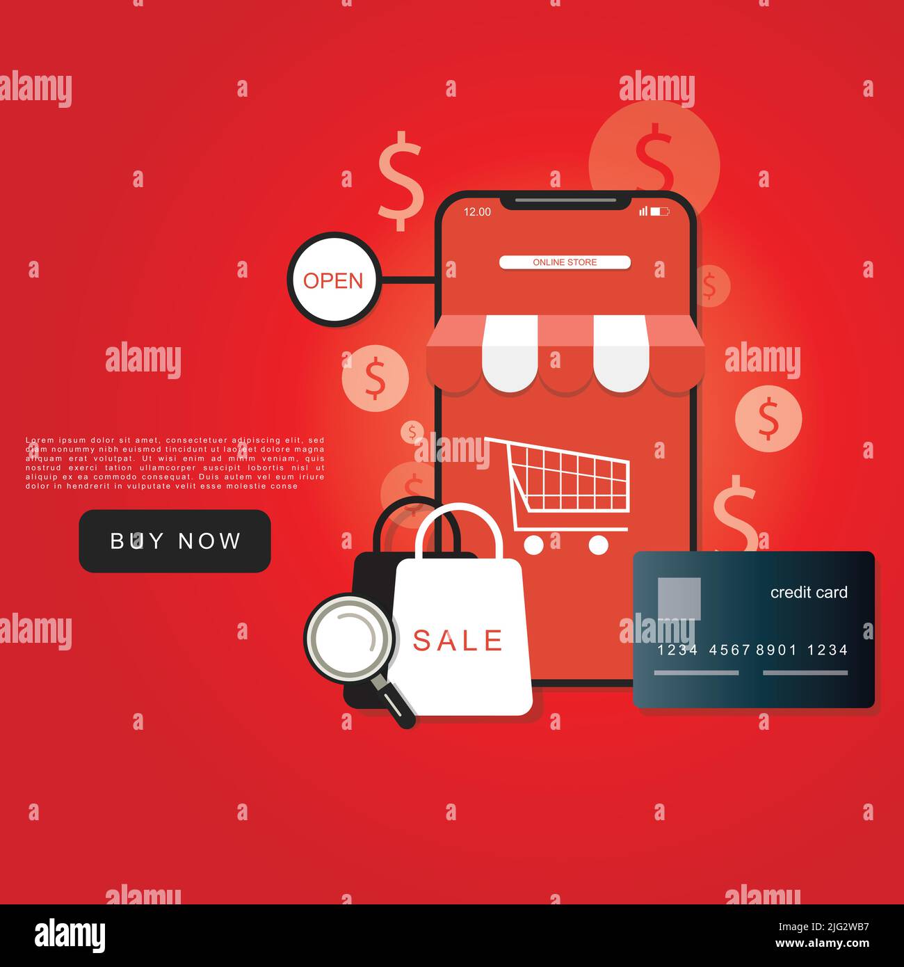 layout online shopping on the shopping application app with Smartphone ...