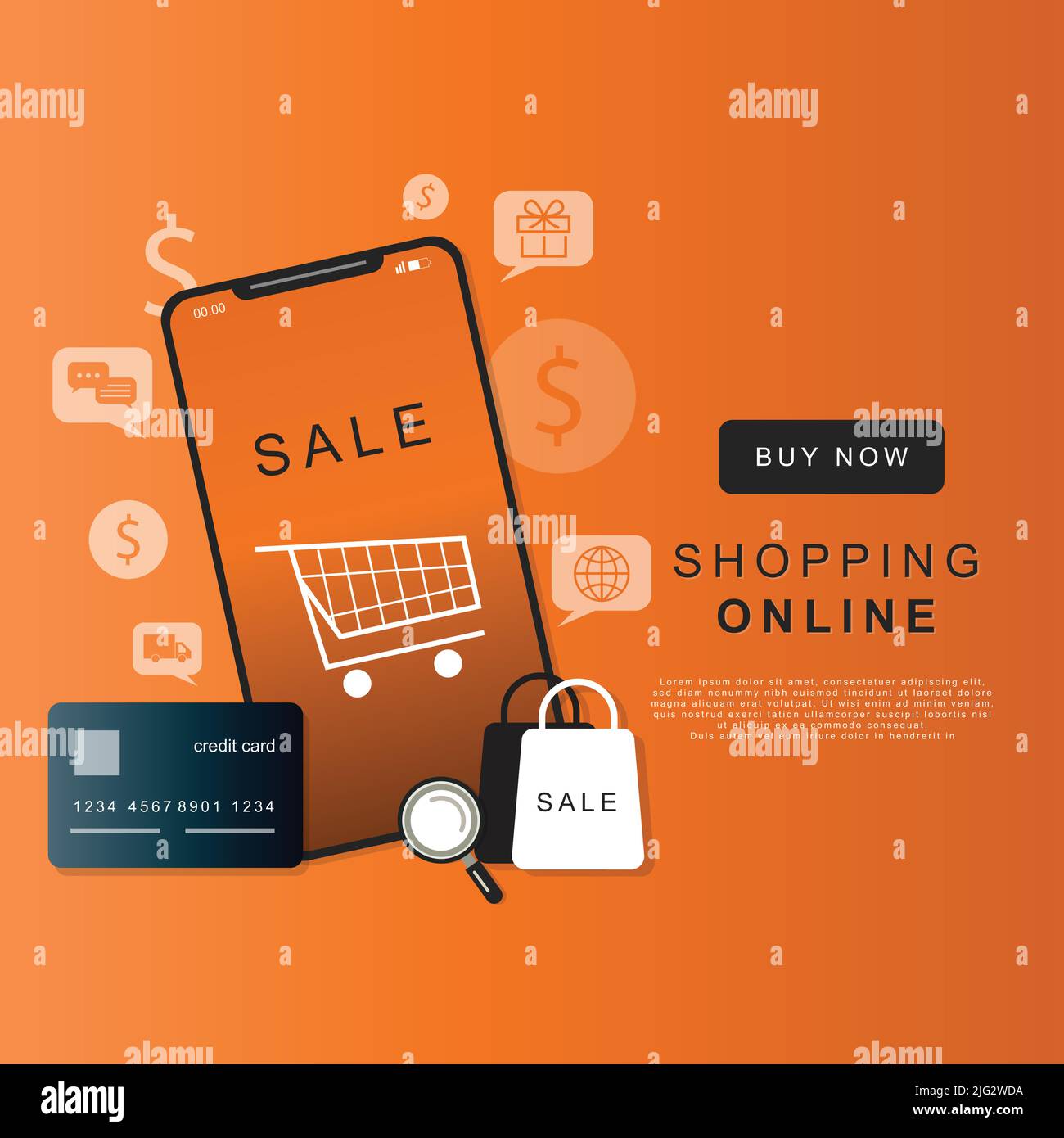 layout online shopping on the shopping application app with Smartphone ...