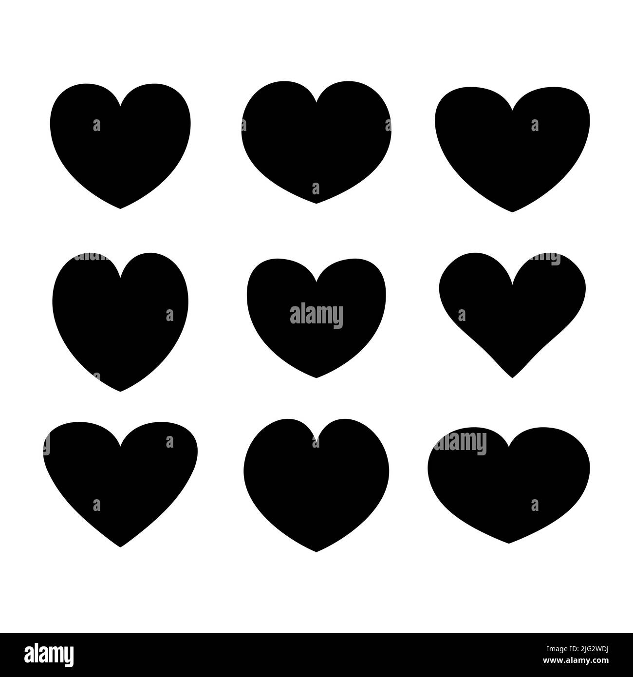 Vector set heart on Black and White Stock Photos & Images - Alamy
