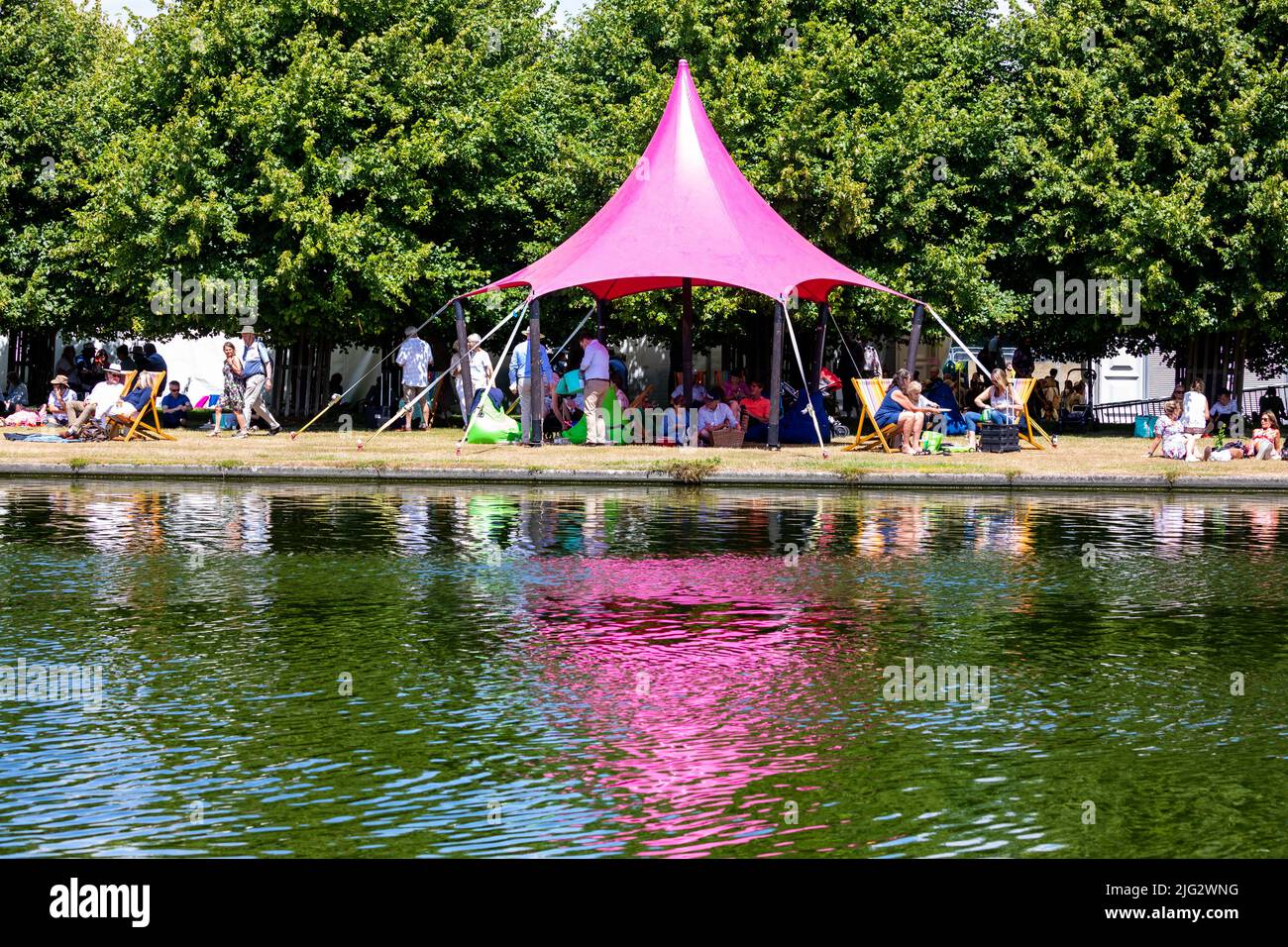 Pink marquee at The RHS Hampton Court Palace Flower show, East Molesey ...