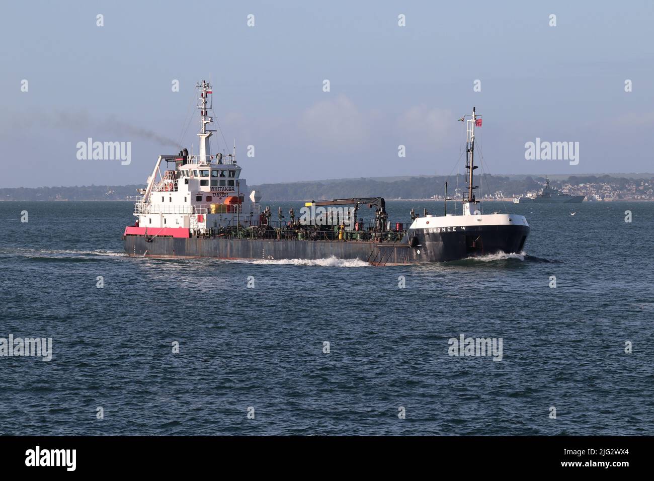 The UK registered tanker JAYNEE W approaching the harbour entrance. The ...