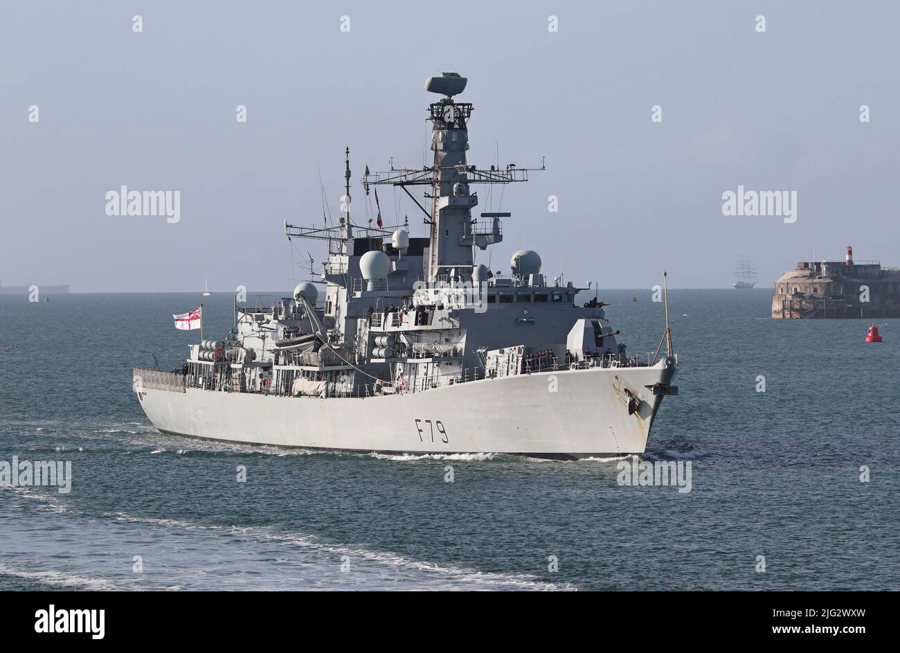 HMS PORTLAND arriving at the Naval Base. The Royal Navy frigate will ...
