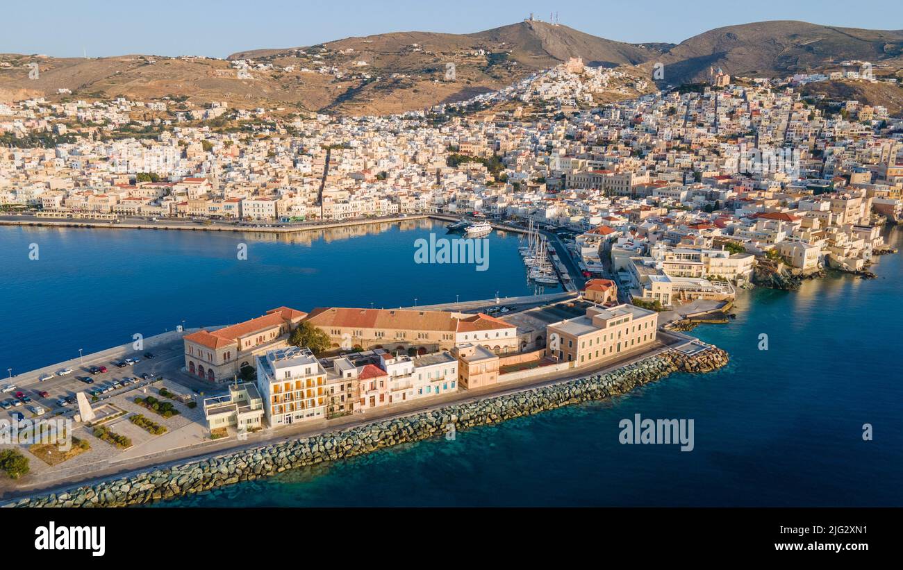 Syros island, view of the harbour, Greece Stock Photo - Alamy