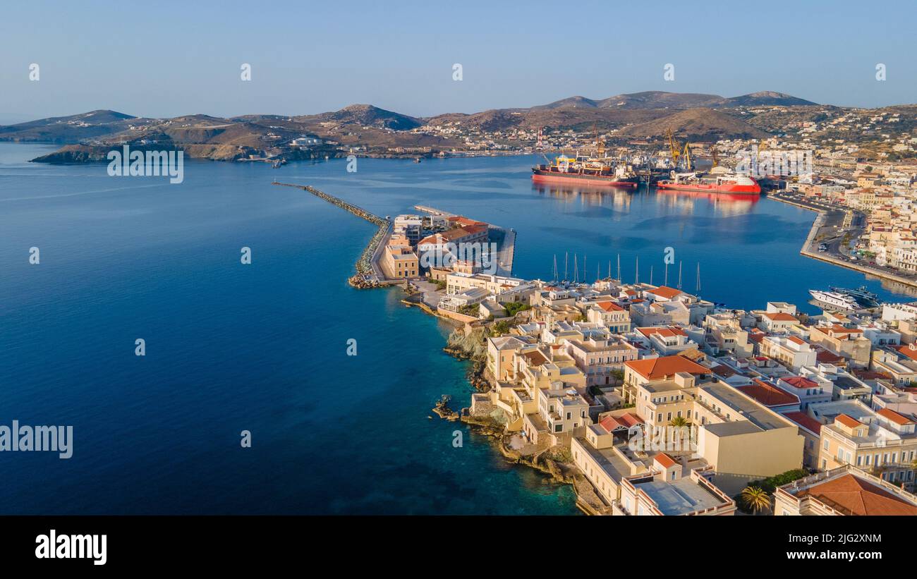 Syros port aerial view hi-res stock photography and images - Alamy