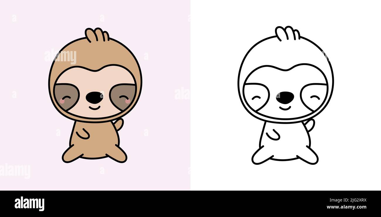 sloth illustration easy