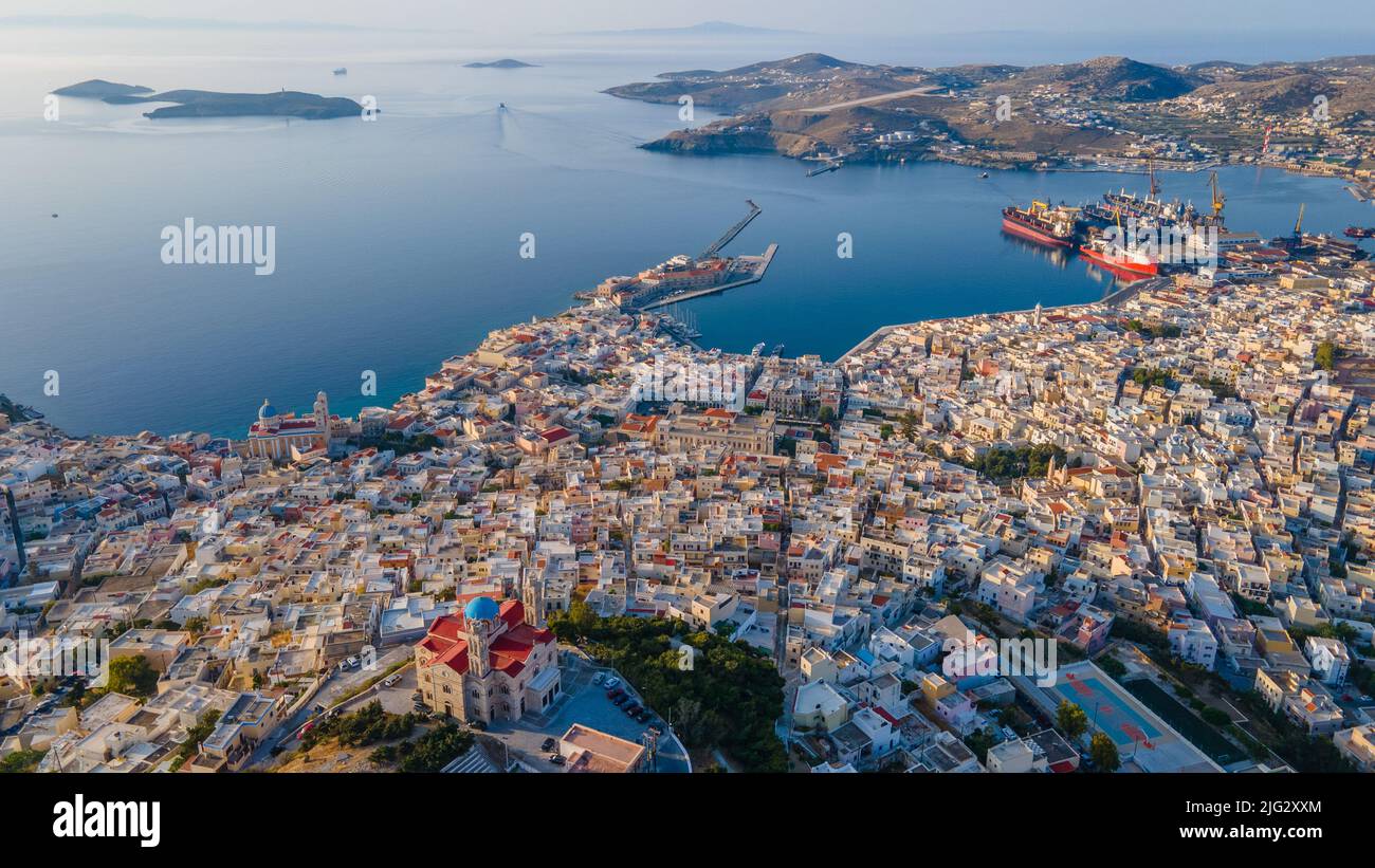 Syros port aerial view hi-res stock photography and images - Alamy