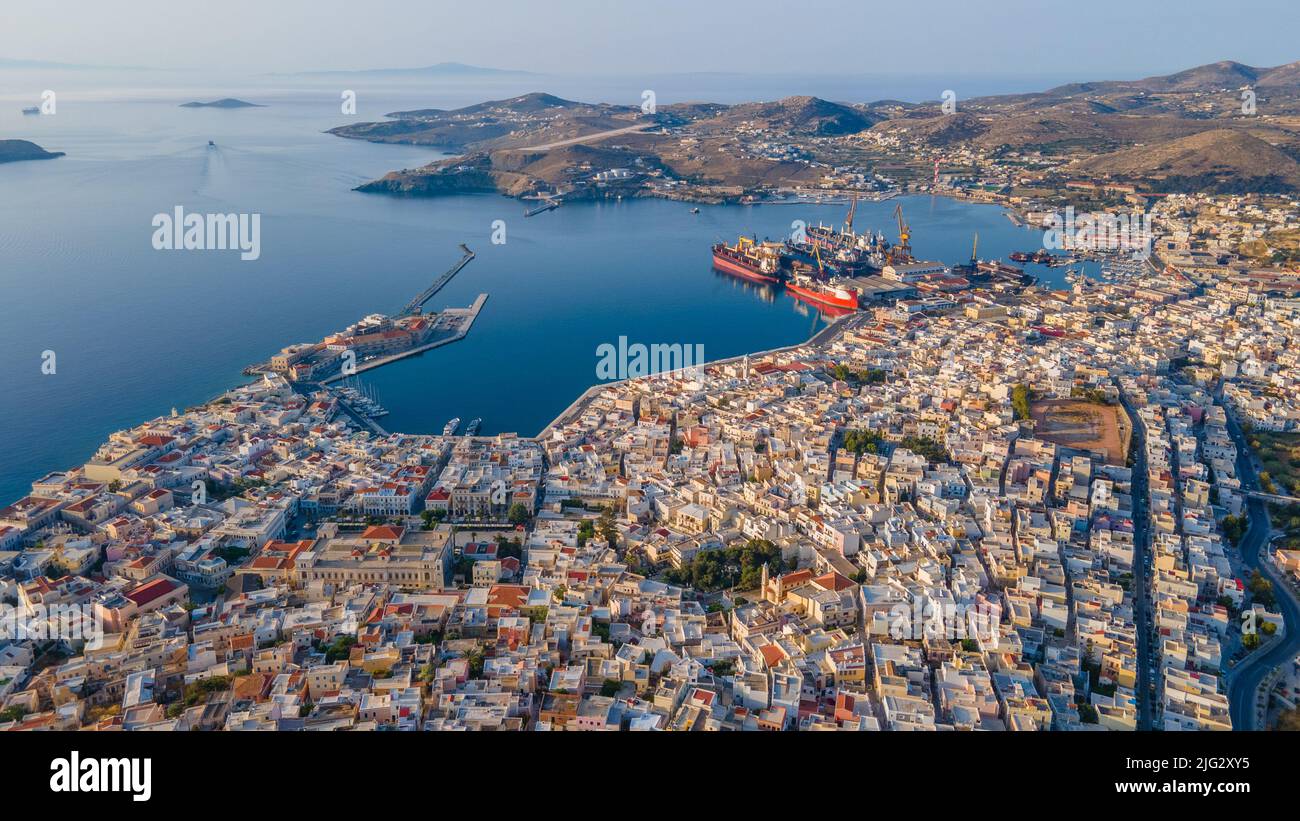Syros port aerial view hi-res stock photography and images - Alamy