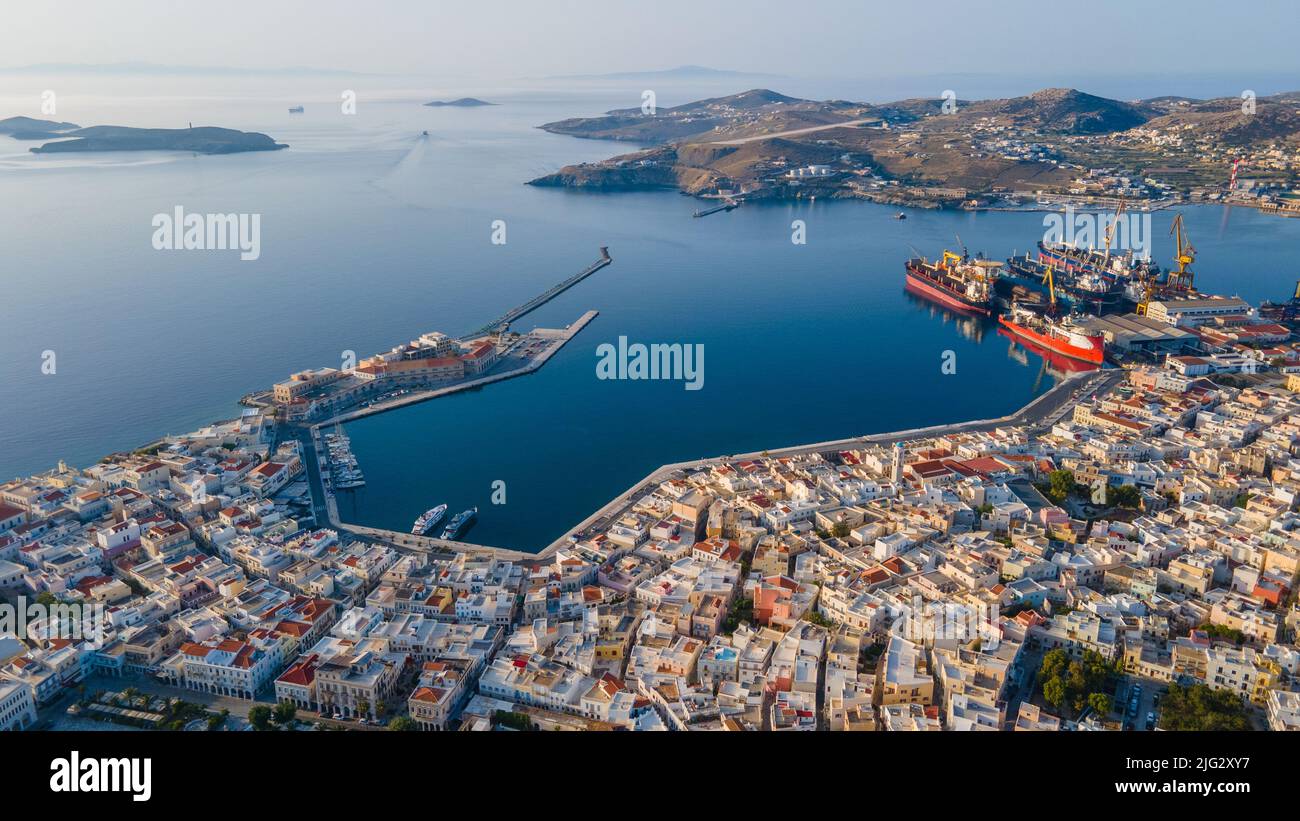 Syros port aerial view hi-res stock photography and images - Alamy