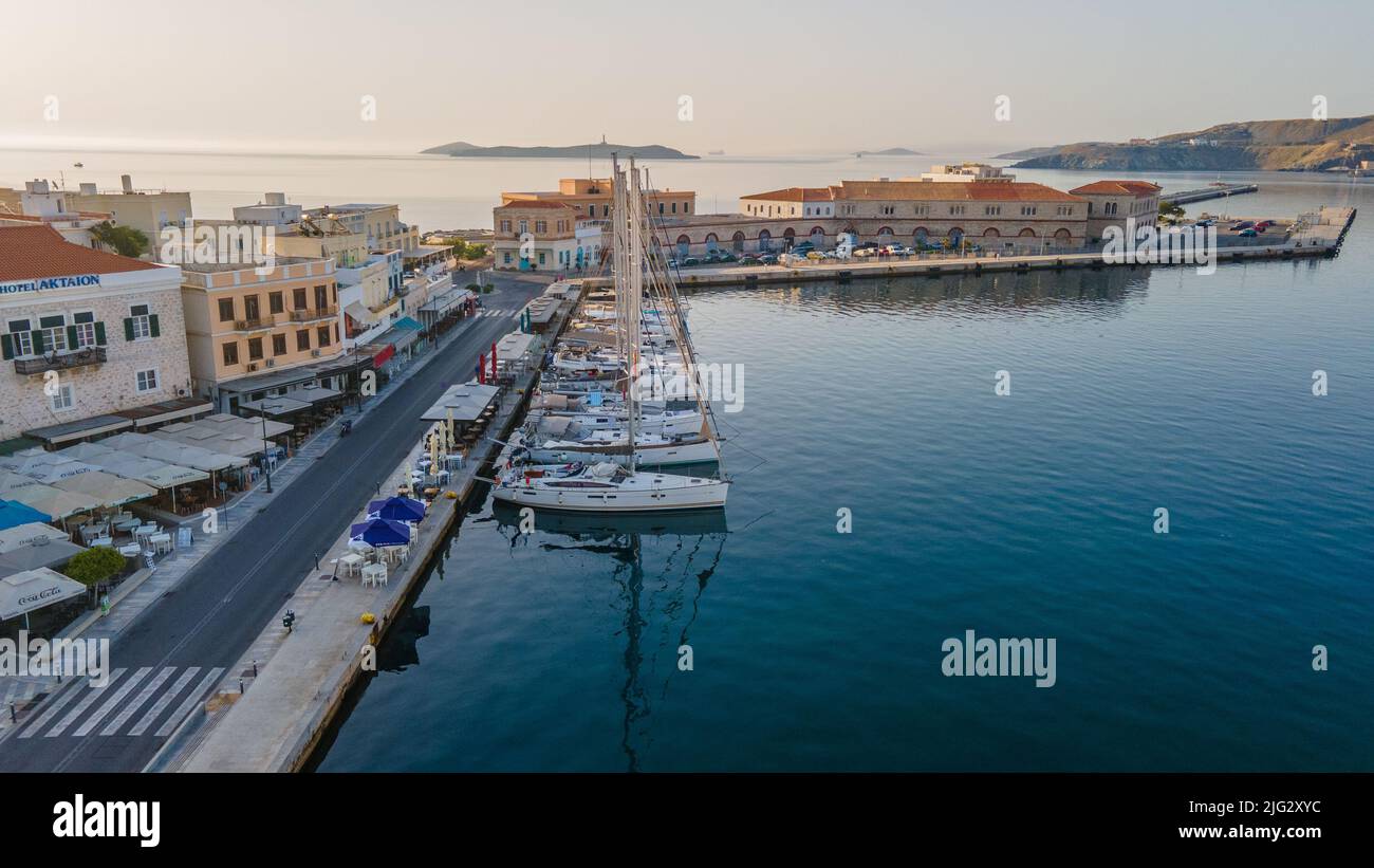 Syros island, view of the harbour, Greece Stock Photo - Alamy