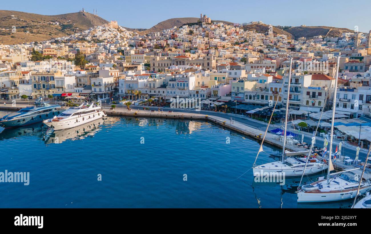Syros port aerial view hi-res stock photography and images - Alamy