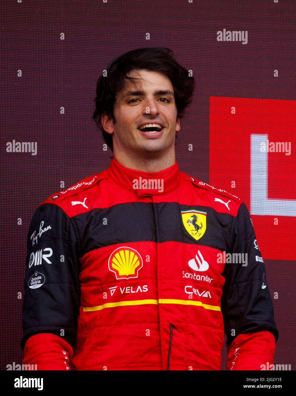 Carlos Sainz celebrates winning his first ever F1 Grand Prix on the ... Carlos Sainz celebrates winning his first ever F1 Grand Prix on the ...