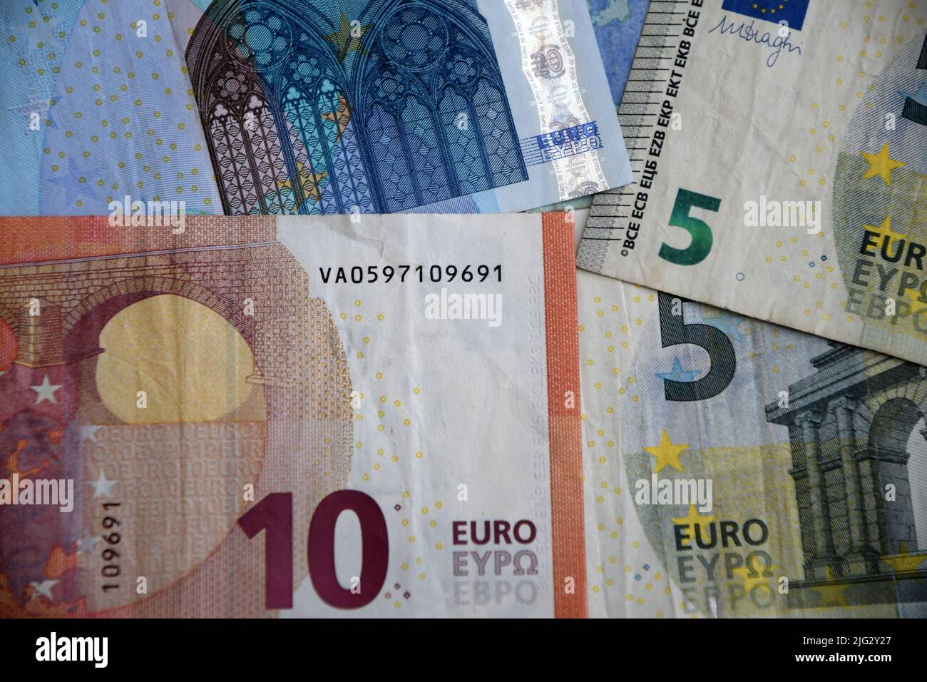 Kastrup/Copenhagen/Denmark/07 July 2022/Euo currency notes in Kastrup ...