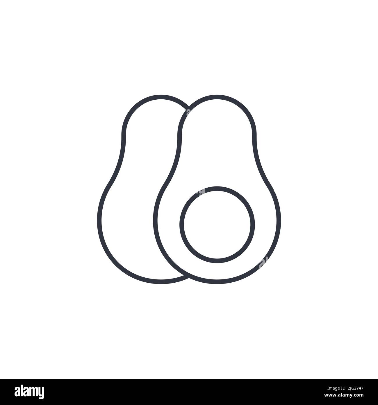 Avocado line icon isolated vector illustration. One black contour ...