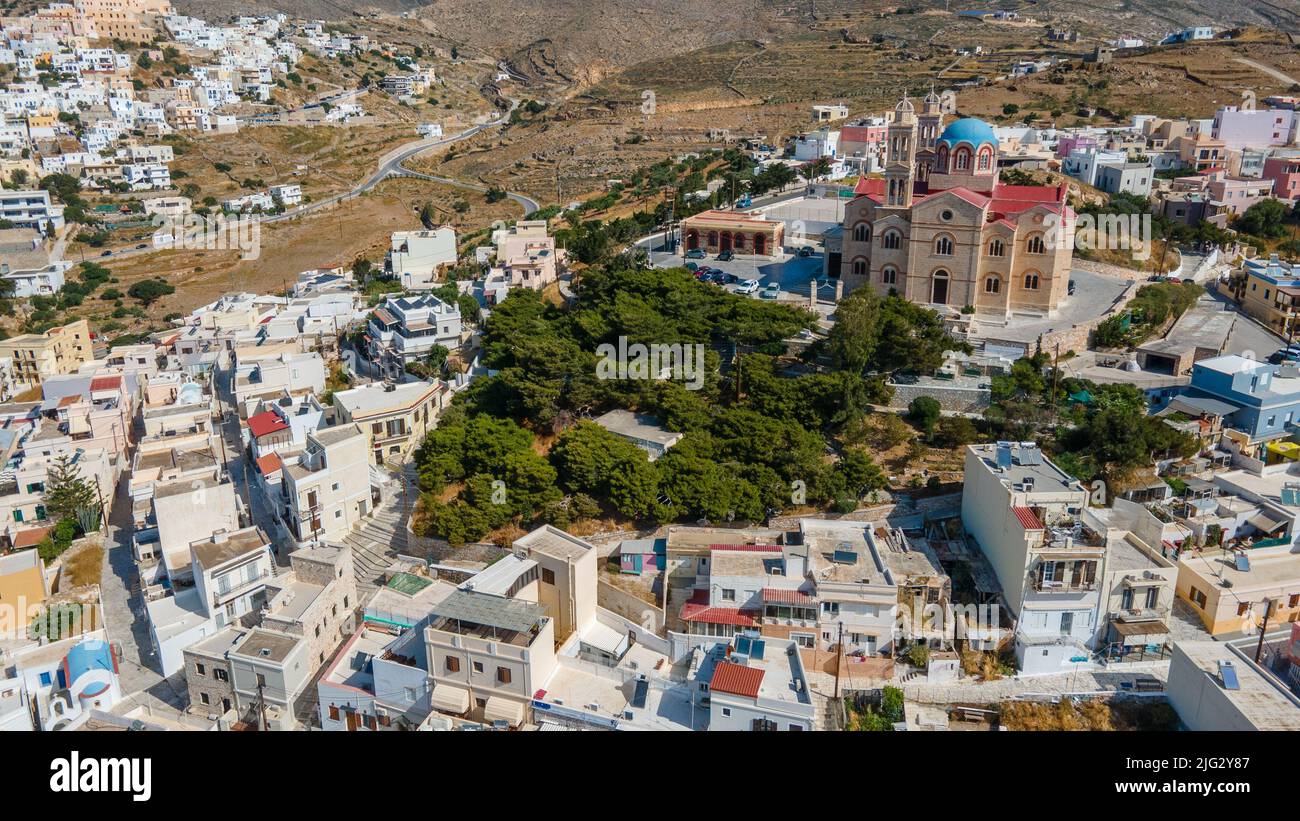 The holy temple of resurrection on the top of Ermoupoli,Syros,Greece ...