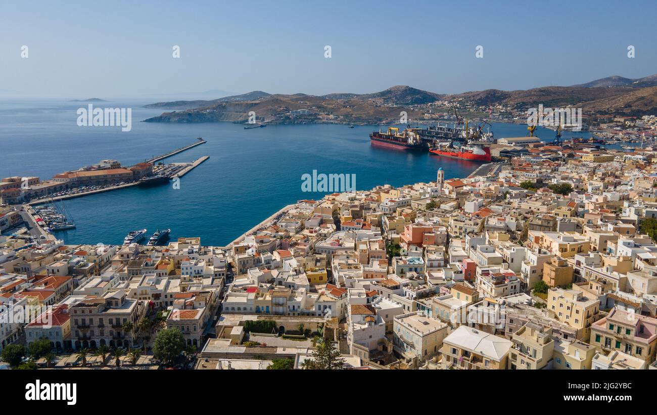 Syros port aerial view hi-res stock photography and images - Alamy
