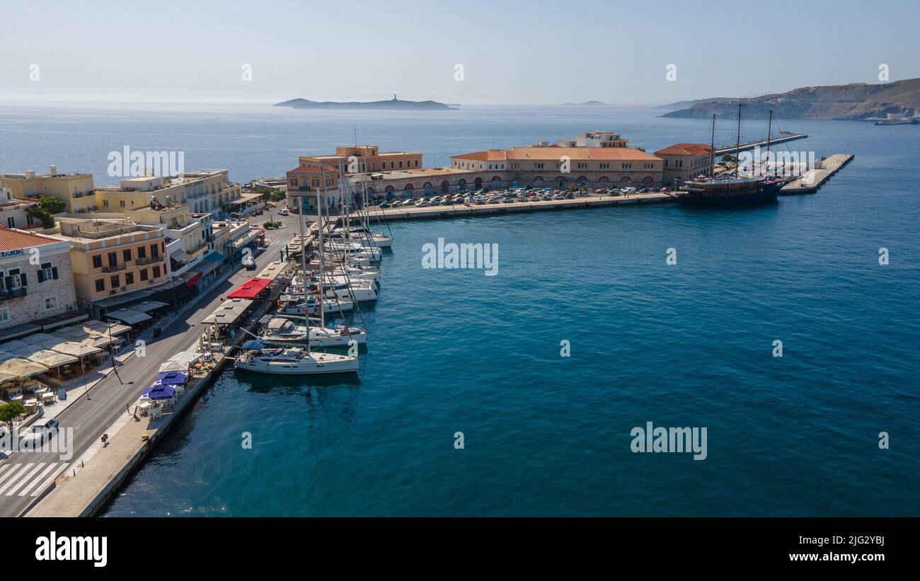 Syros port aerial view hi-res stock photography and images - Alamy