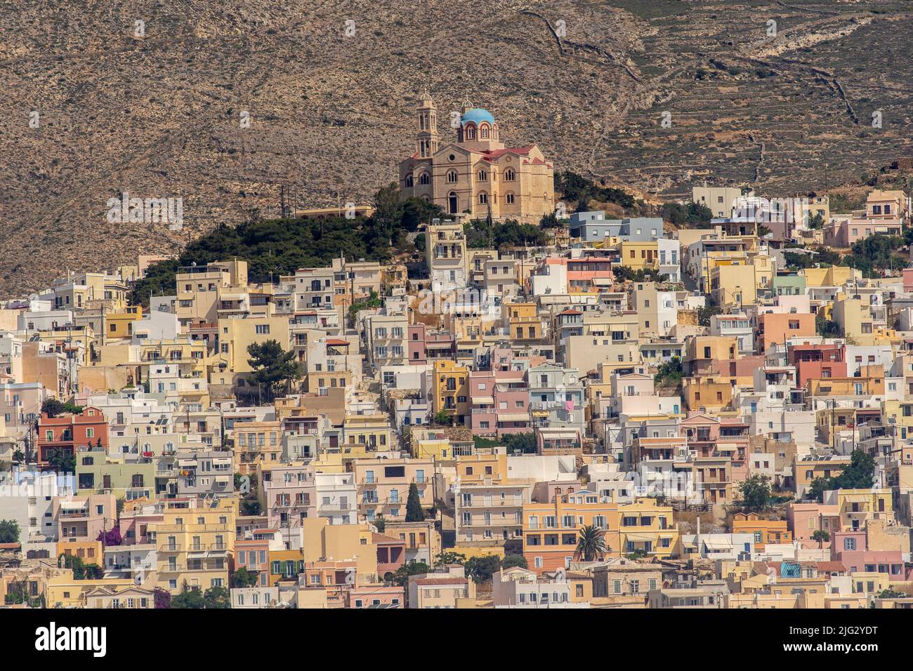 The holy temple of resurrection on the top of Ermoupoli,Syros,Greece ...