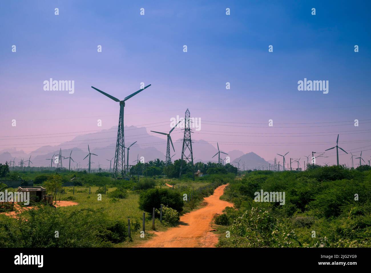 Beautiful view of Windmills or Wind Turbines farm in Nagercoil, South ...