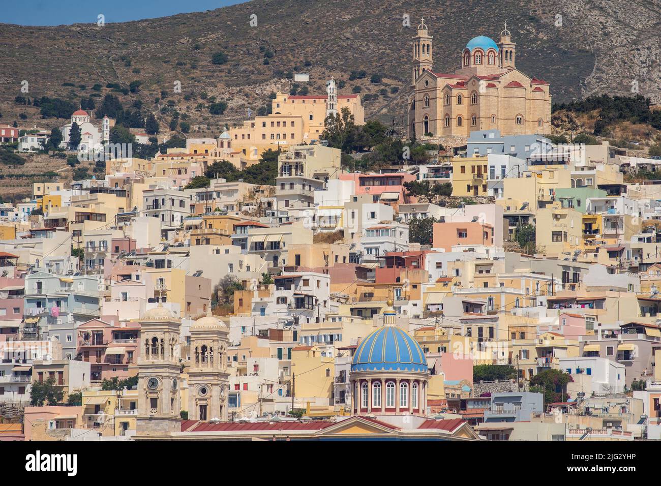 The holy temple of resurrection on the top of Ermoupoli,Syros,Greece ...