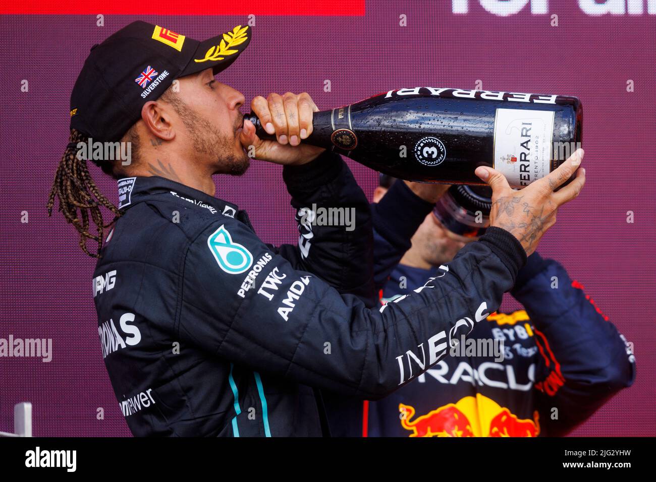 Lewis Hamilton celebrates his 3rd place finish on the podium at the F1 ...