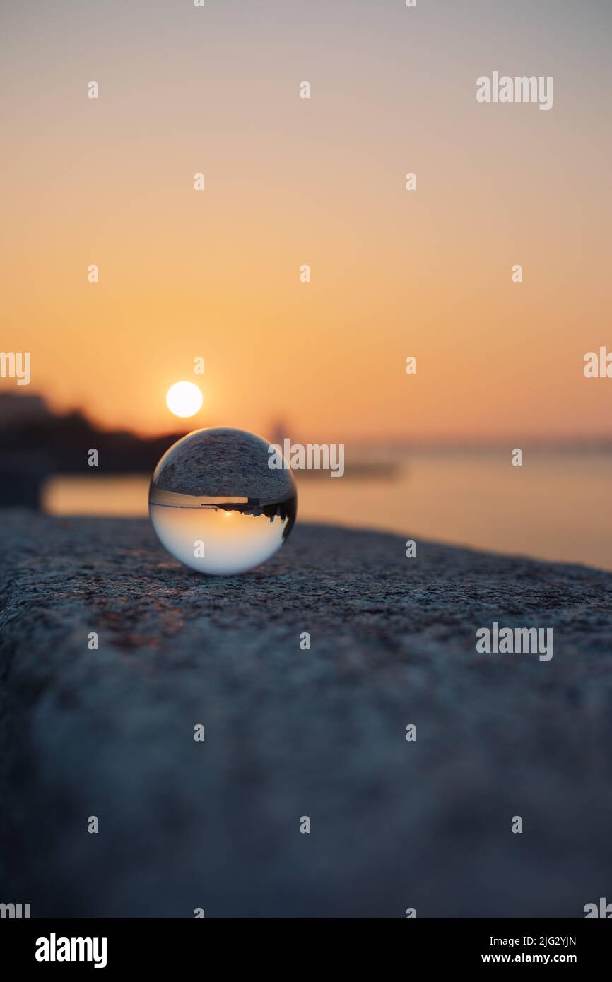 glass optical ball at sunset in the city in Ukraine Stock Photo - Alamy