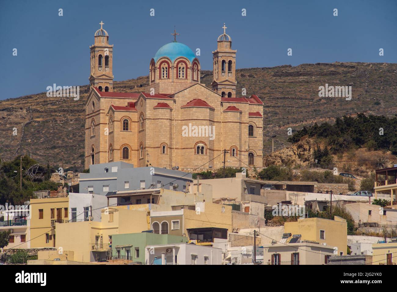 The holy temple of resurrection on the top of Ermoupoli,Syros,Greece ...