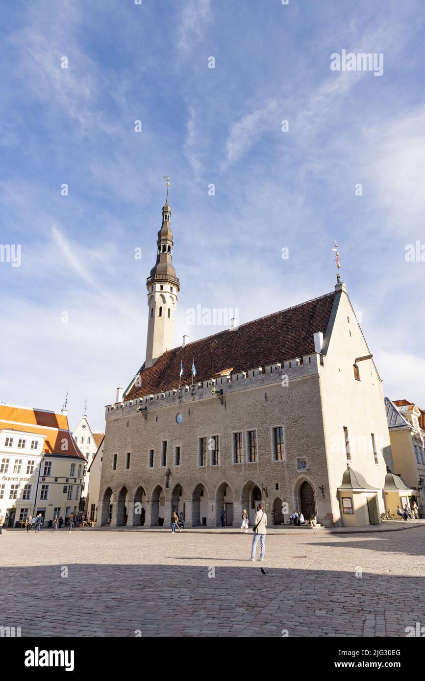 Tallinn town Hall, a 14th century gothic architecture medieval building ...