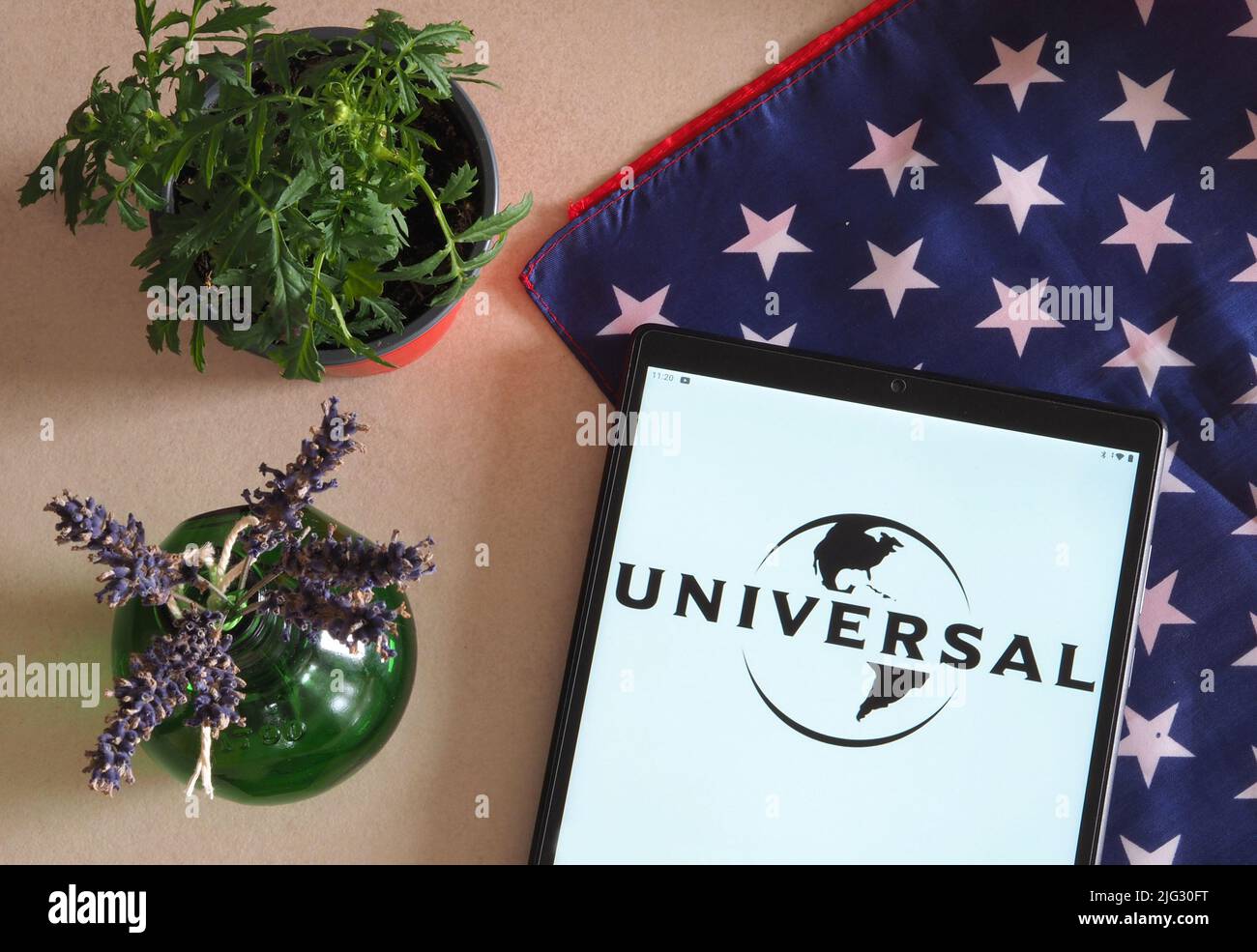 In this photo illustration Universal Pictures logo seen displayed on a ...