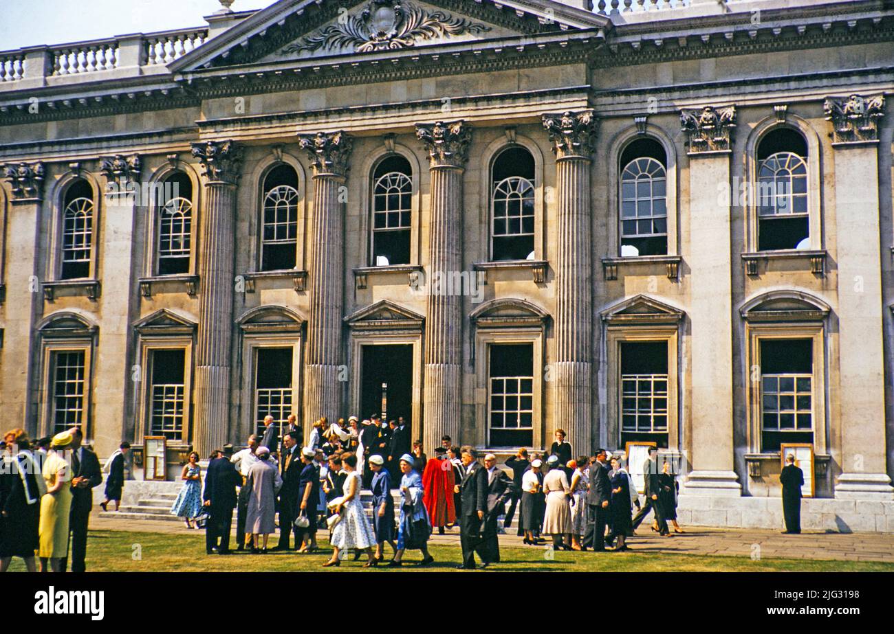 People mingling outside the Senate House building, University of ...